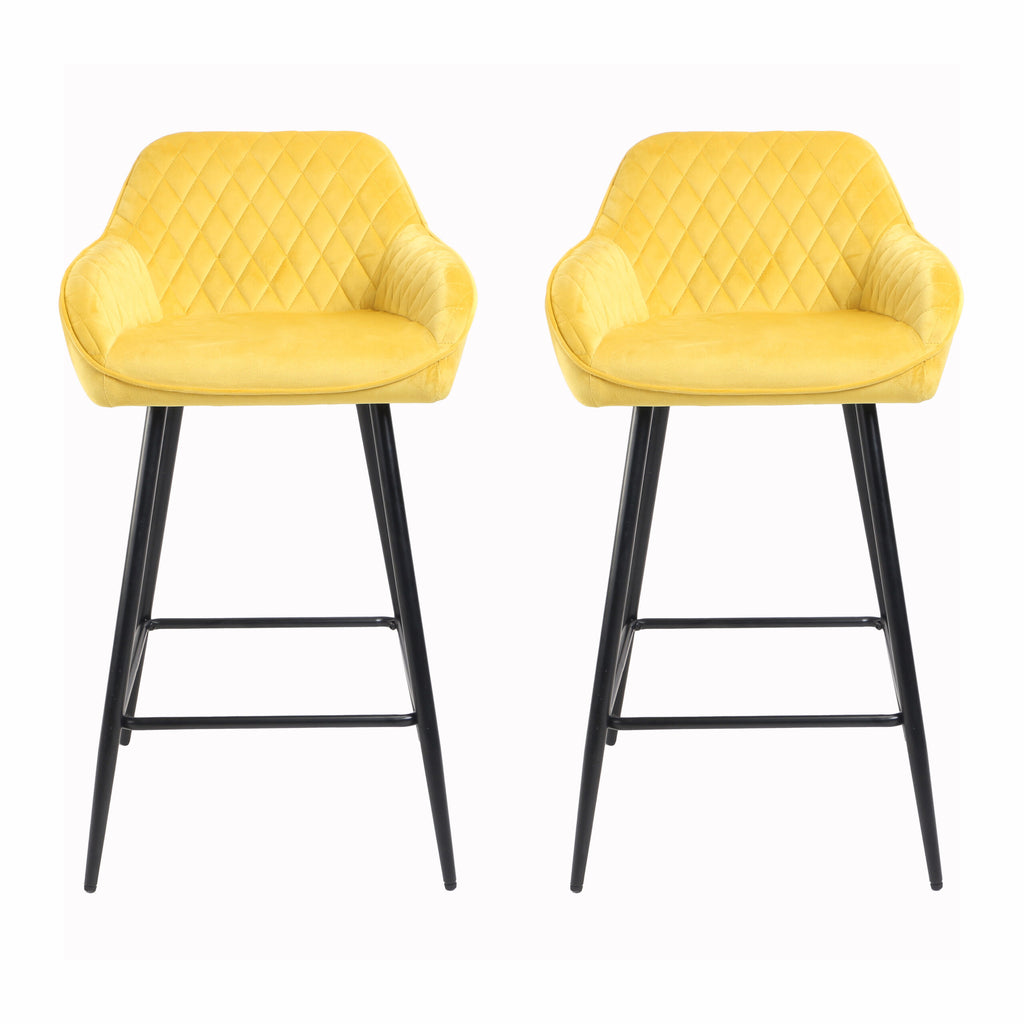 Yellow Crushed Velvet Bar Stool – Neo Direct