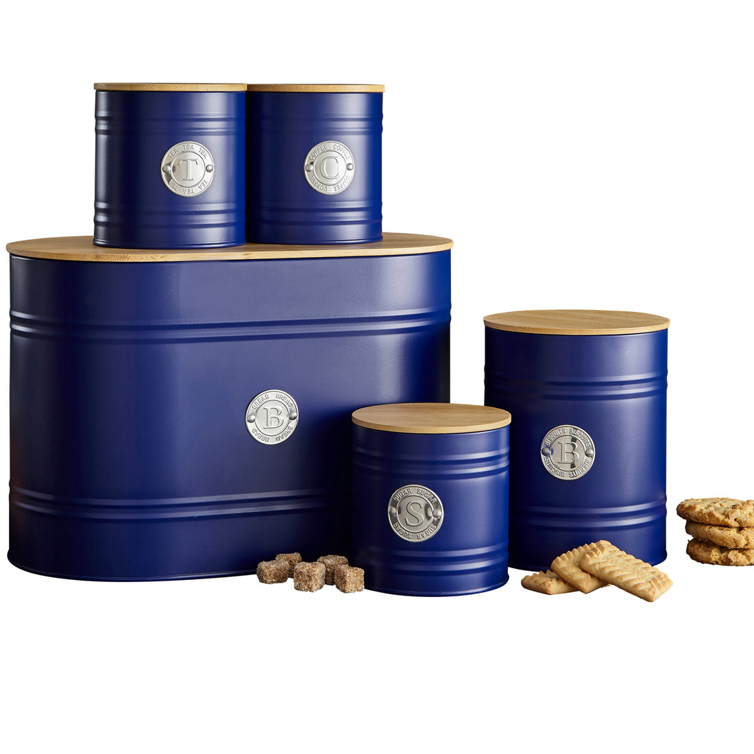 Neo Navy Blue Scandi 5 Piece Kitchen Canister Set – Neo Direct