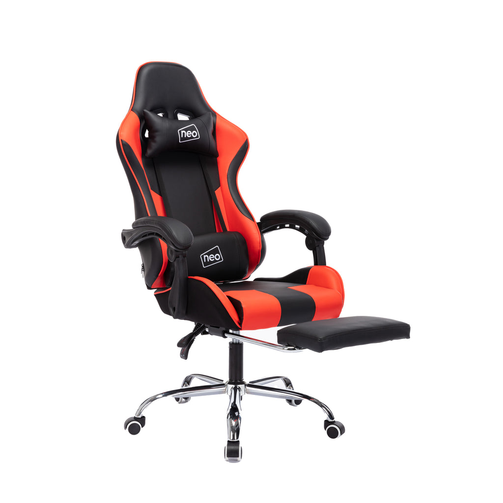 Neo Gaming Chair Red & Black Leather with Massage Function – Neo Direct