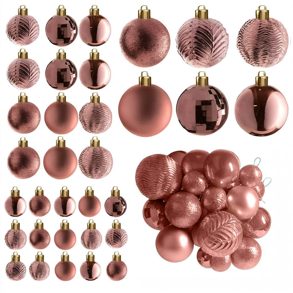 Neo Champagne 36 Christmas Tree Ornaments Set Baubles Glitter Balls Ho ...