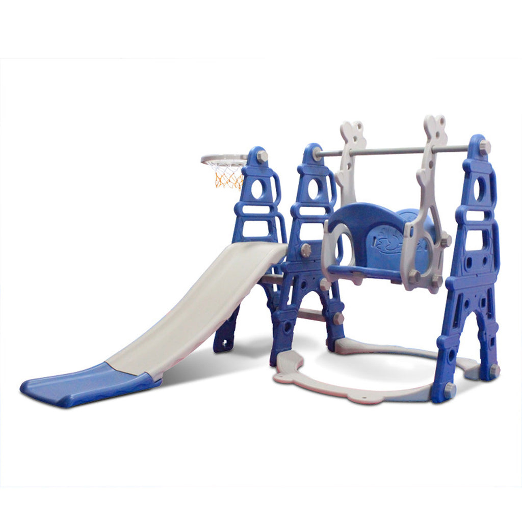 Neo 4-in-1 Blue Kids Playset Toddler Slide, Swing, Stairs and Hoop ...