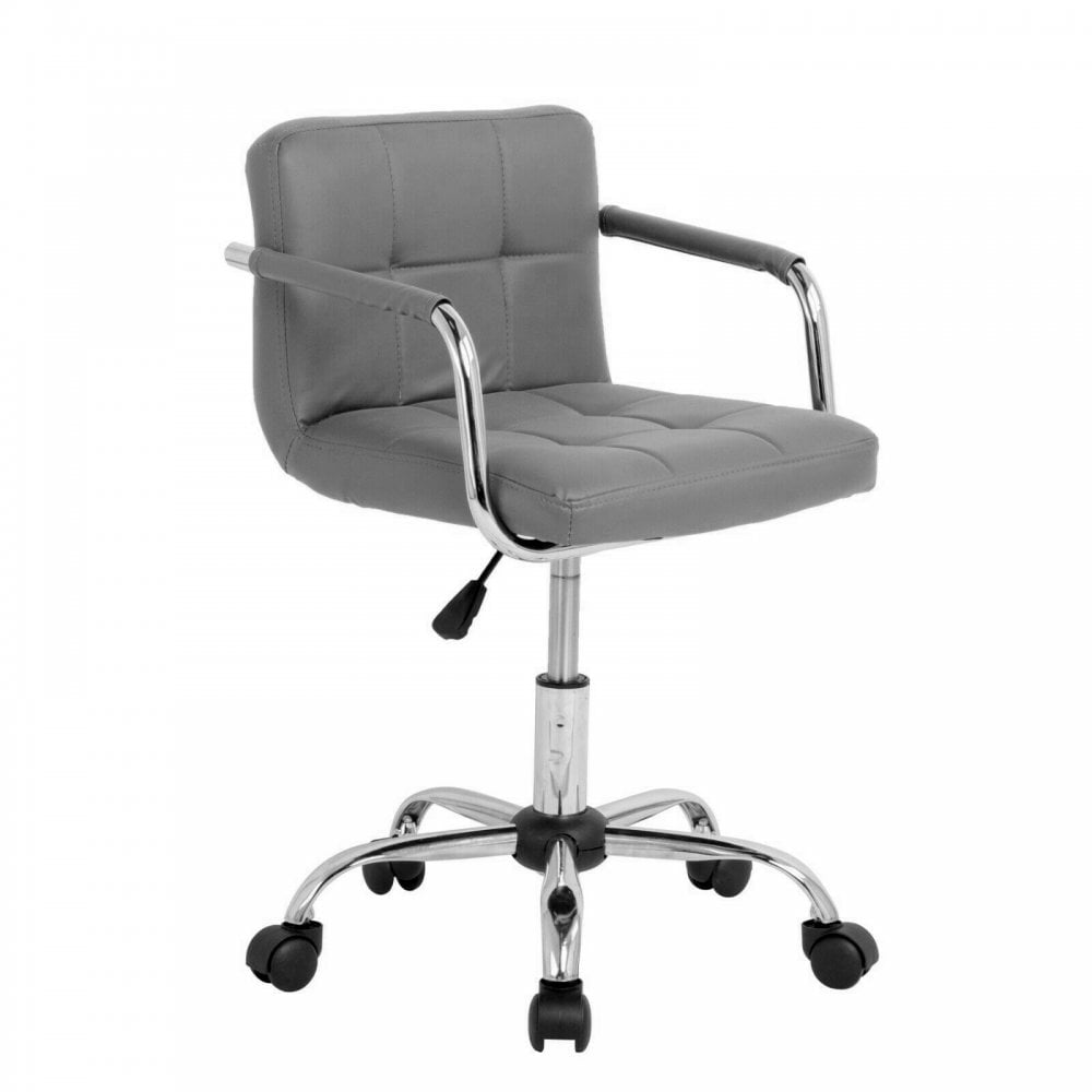 Neo Dark Grey Faux Leather Office Chair with Chrome Legs – Neo Direct